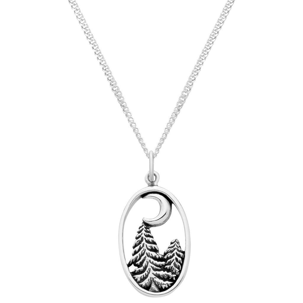 STERLING SILVER WINTER MOON SCENE NECKLACE | AS ABOVE JEWELLERY
