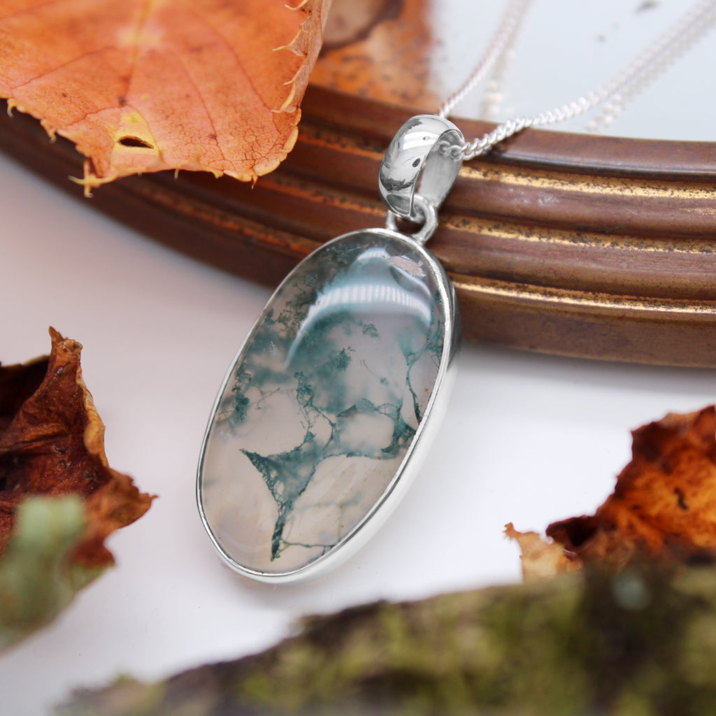 FOREST FOLLY - Sterling Silver & Moss Agate Necklace – AS ABOVE