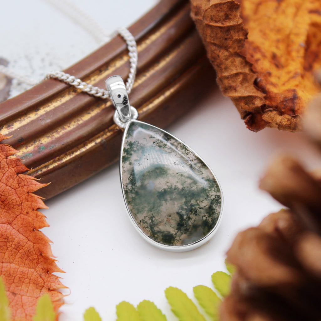 FOREST FOLLY - Sterling Silver & Moss Agate Necklace – AS ABOVE