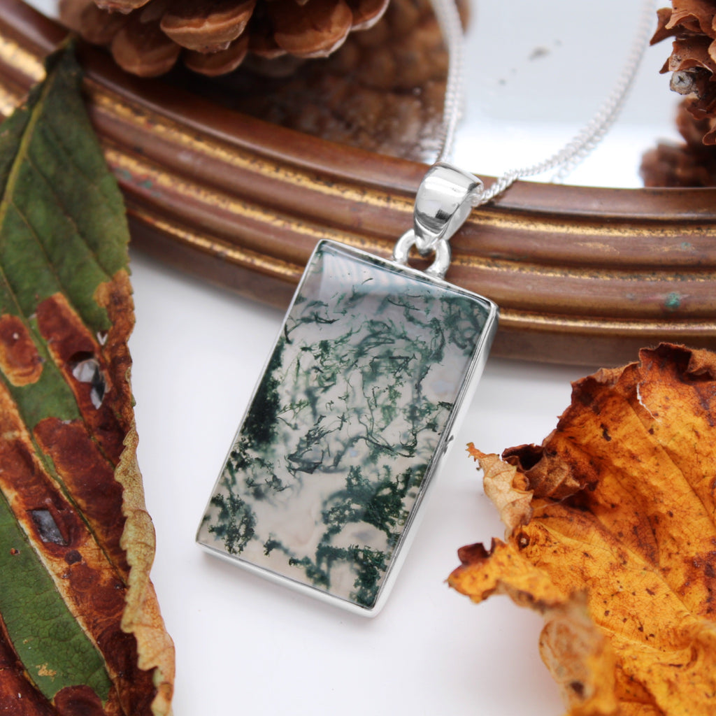 FOREST FOLLY - Sterling Silver & Moss Agate Necklace – AS ABOVE